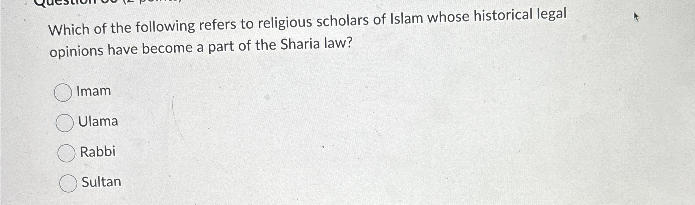 Solved Which of the following refers to religious scholars | Chegg.com