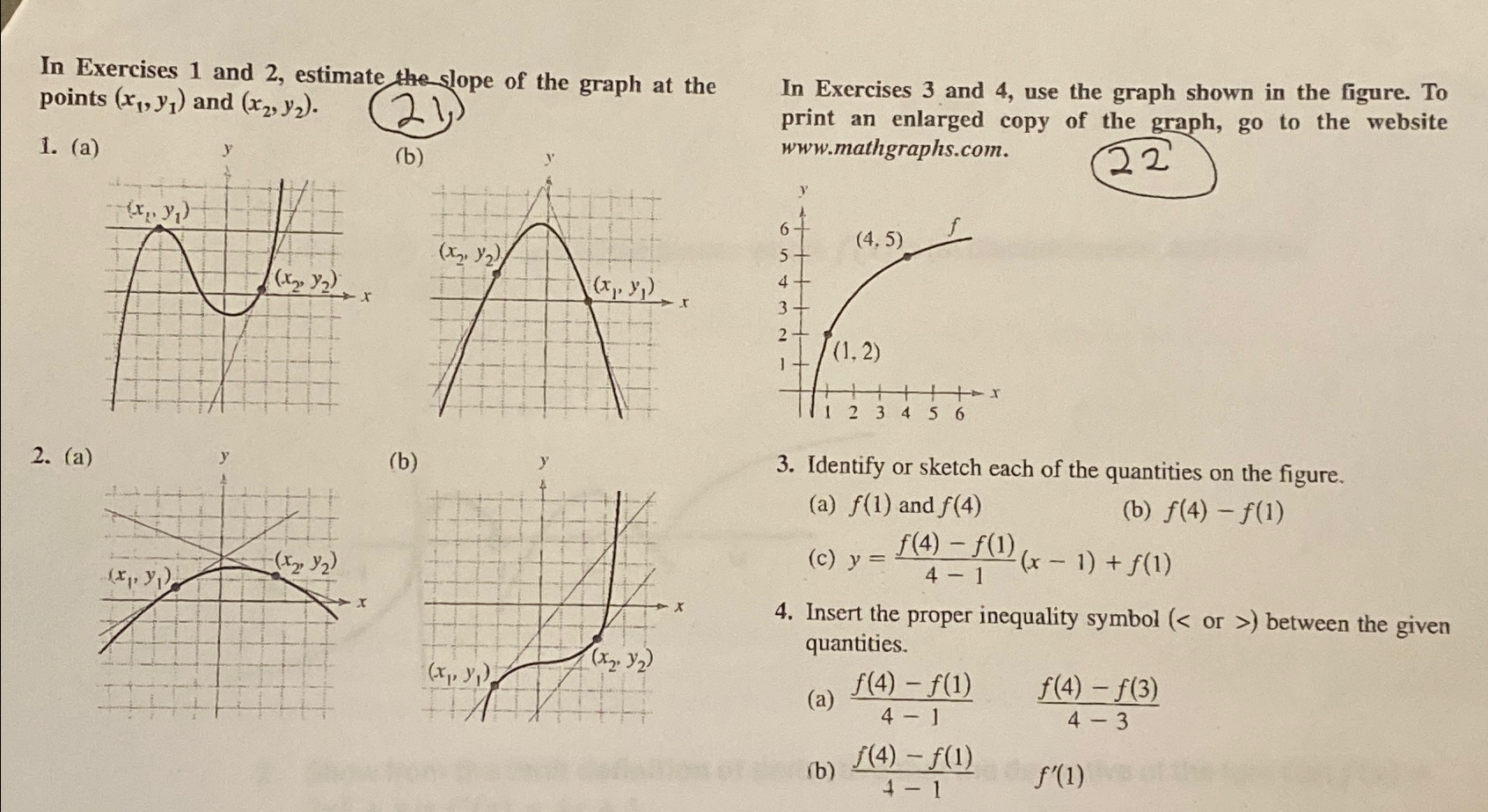 Solved In Exercises 1 ﻿and 2, ﻿estimate the slope of the | Chegg.com