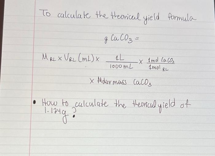 To calculate the theorical yield formula g CuCO3=× | Chegg.com