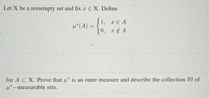 Solved Let X be a nonempty set and fix x E X. Define (1, ΣΕ | Chegg.com