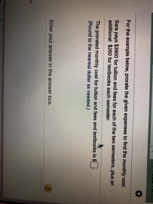 Solved For the example below, prorate the given expenses to | Chegg.com