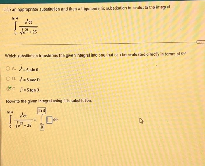 Solved Use an appropriate substitution and then a | Chegg.com