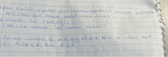 Solved - Use Euclid's algorithon (a.k-i Euclidean algorithm) | Chegg.com