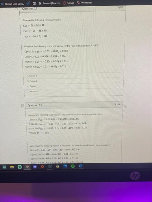 Solved 3D Particle Equilibrium Use the following information | Chegg.com