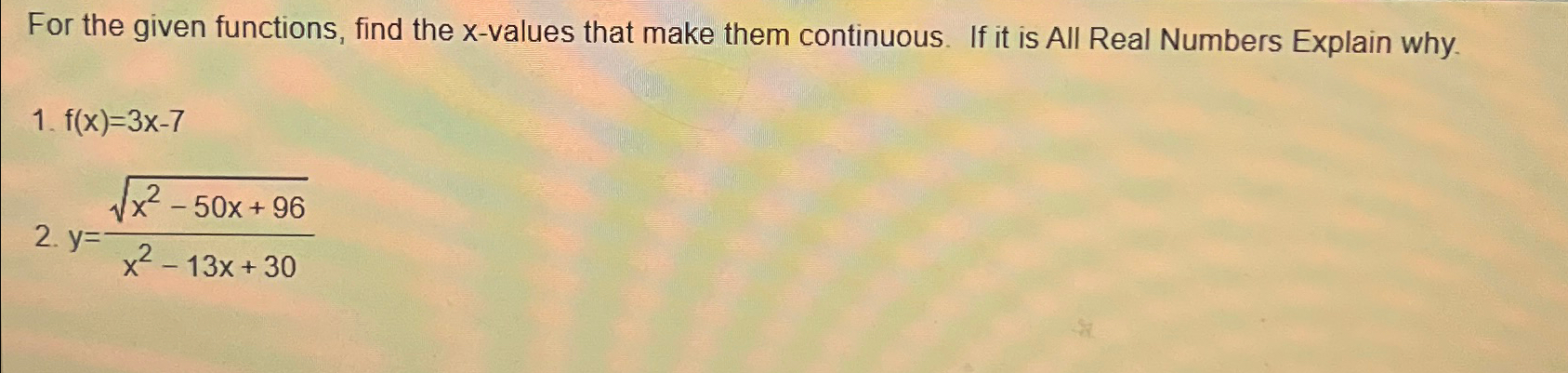 Solved For the given functions, find the x-values that make | Chegg.com