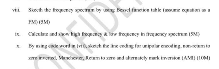 Solved viii. Skecth the frequency spectrum by using Bessel | Chegg.com