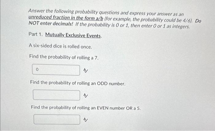 Solved Answer the following probability questions and | Chegg.com