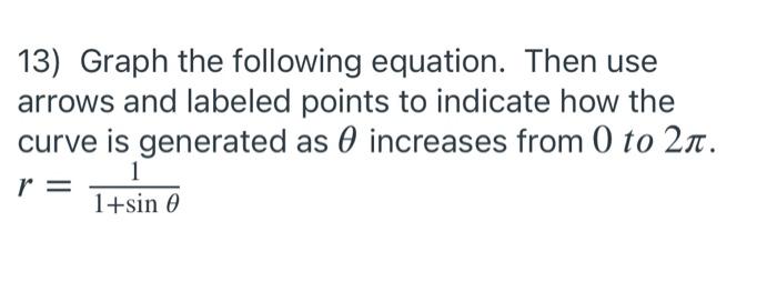 Solved 13) Graph the following equation. Then use arrows and | Chegg.com