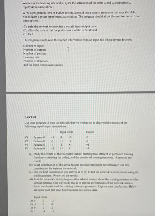 That answer does not use the Hebb rule | Chegg.com