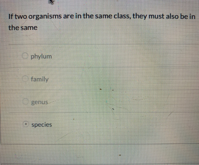 Solved If two organisms are in the same class, they must | Chegg.com