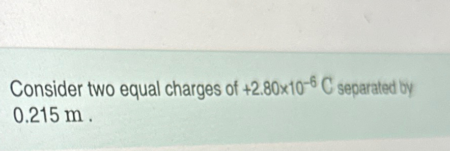 Solved Consider two equal charges of +2.80×10-6C ﻿separated | Chegg.com