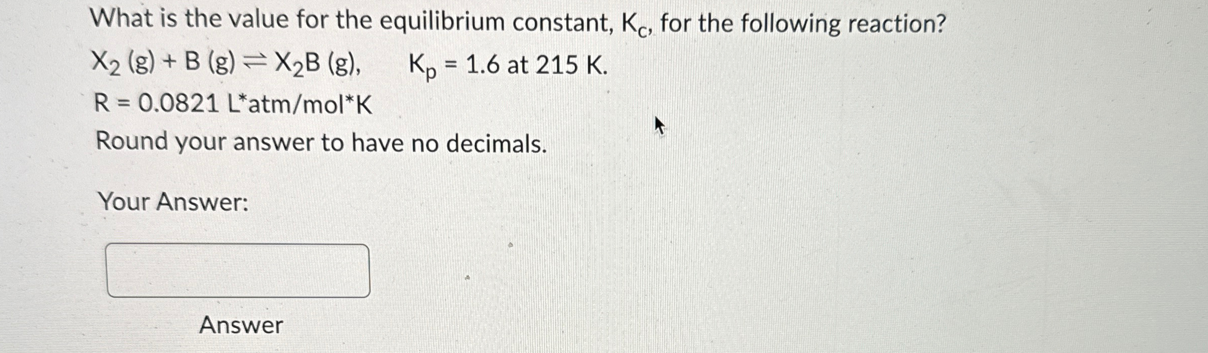 Solved What is the value for the equilibrium constant, Kc, | Chegg.com