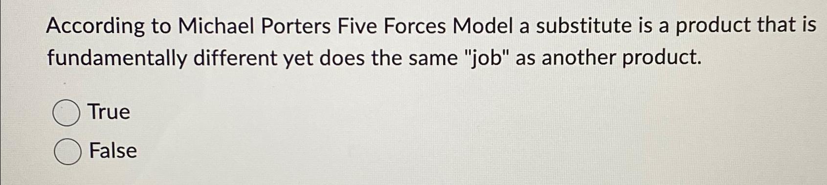 Solved According to Michael Porters Five Forces Model a | Chegg.com