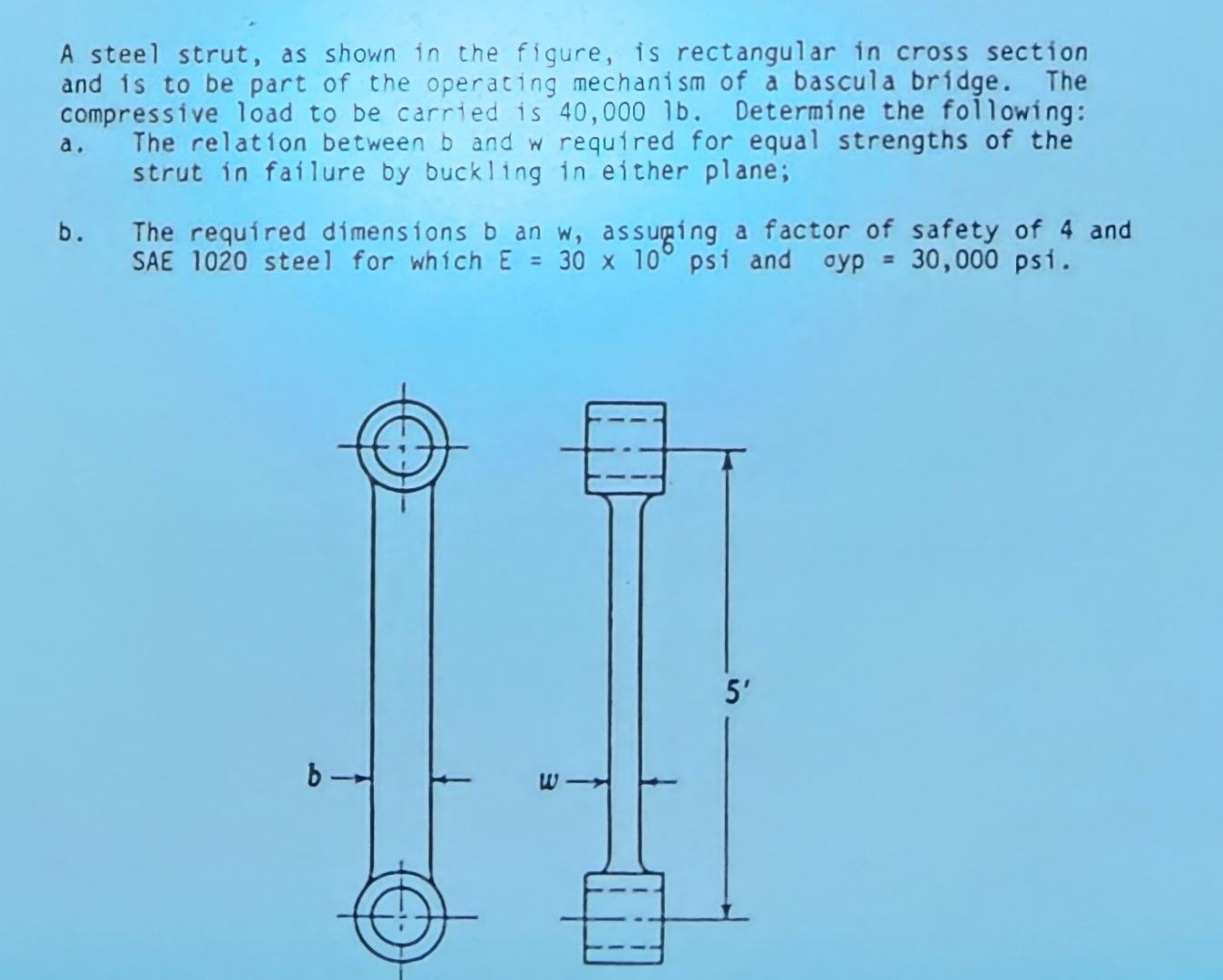 Solved A steel strut, as shown in the figure, is rectangular | Chegg.com