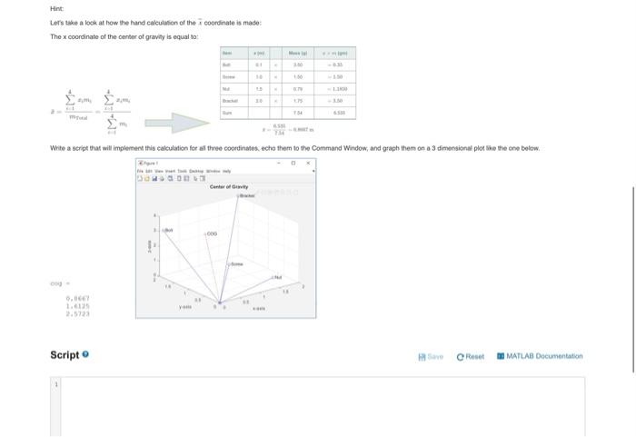 Center of Gravity Calculation with 3D Visualization | Chegg.com