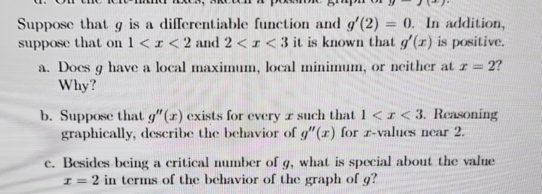 Solved Suppose that g is a differentiable function and | Chegg.com