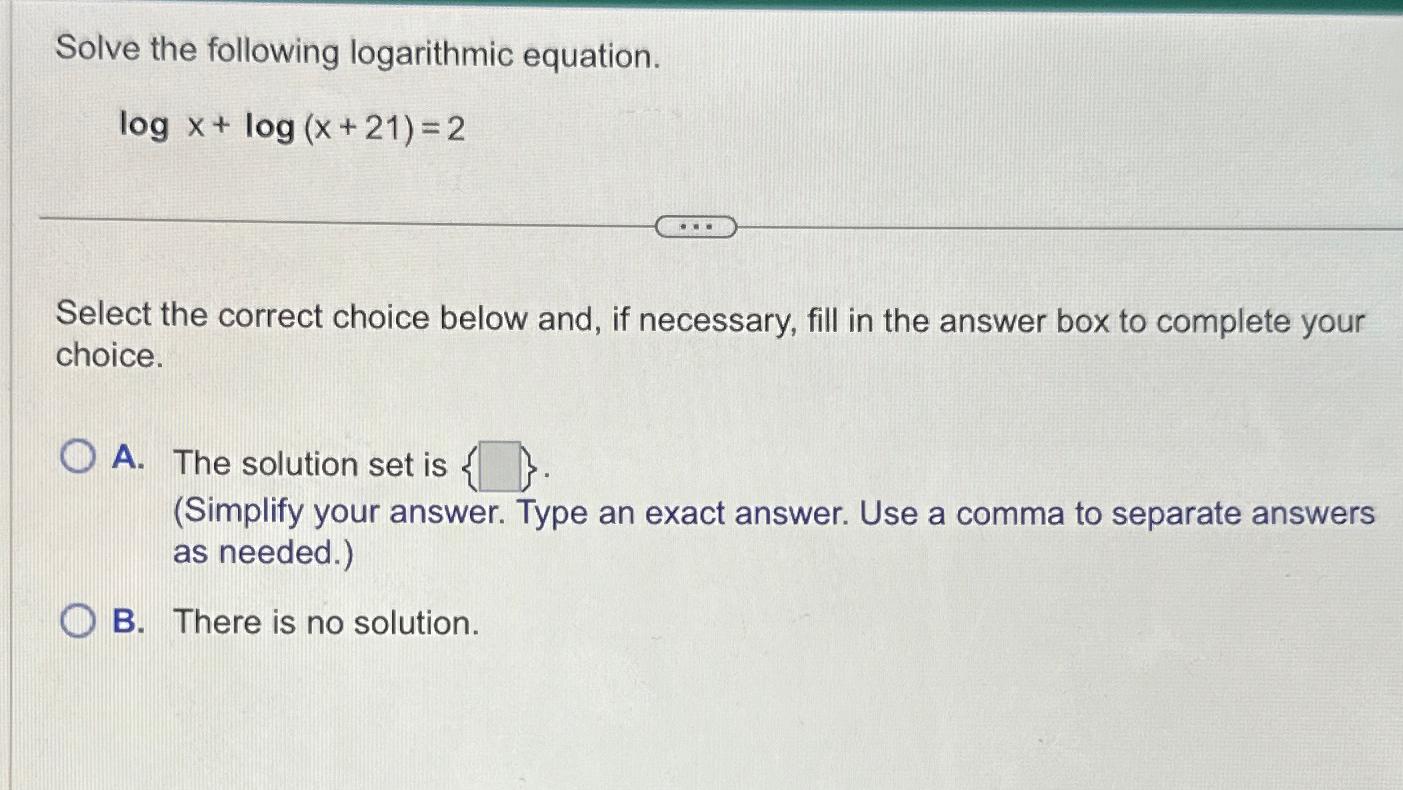 Solved Solve the following logarithmic | Chegg.com