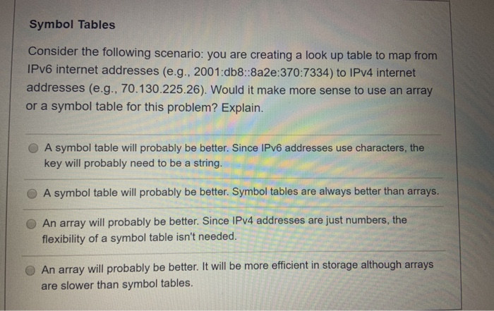 Solved Symbol Tables Consider the following scenario: you | Chegg.com