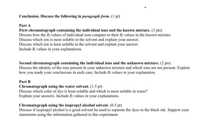Solved Conclusion. Discuss the following in paragraph form. | Chegg.com