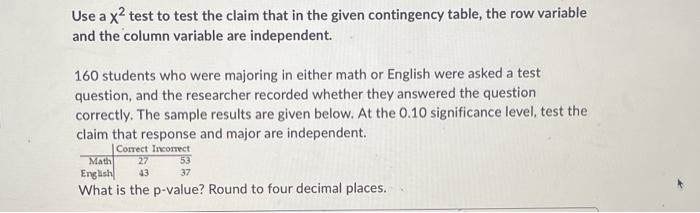 Solved Use a x2 test to test the claim that in the given | Chegg.com