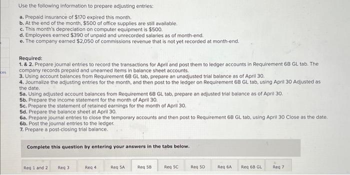 Solved Problem 3-5A (Algo) Applying the accounting cycle LO | Chegg.com