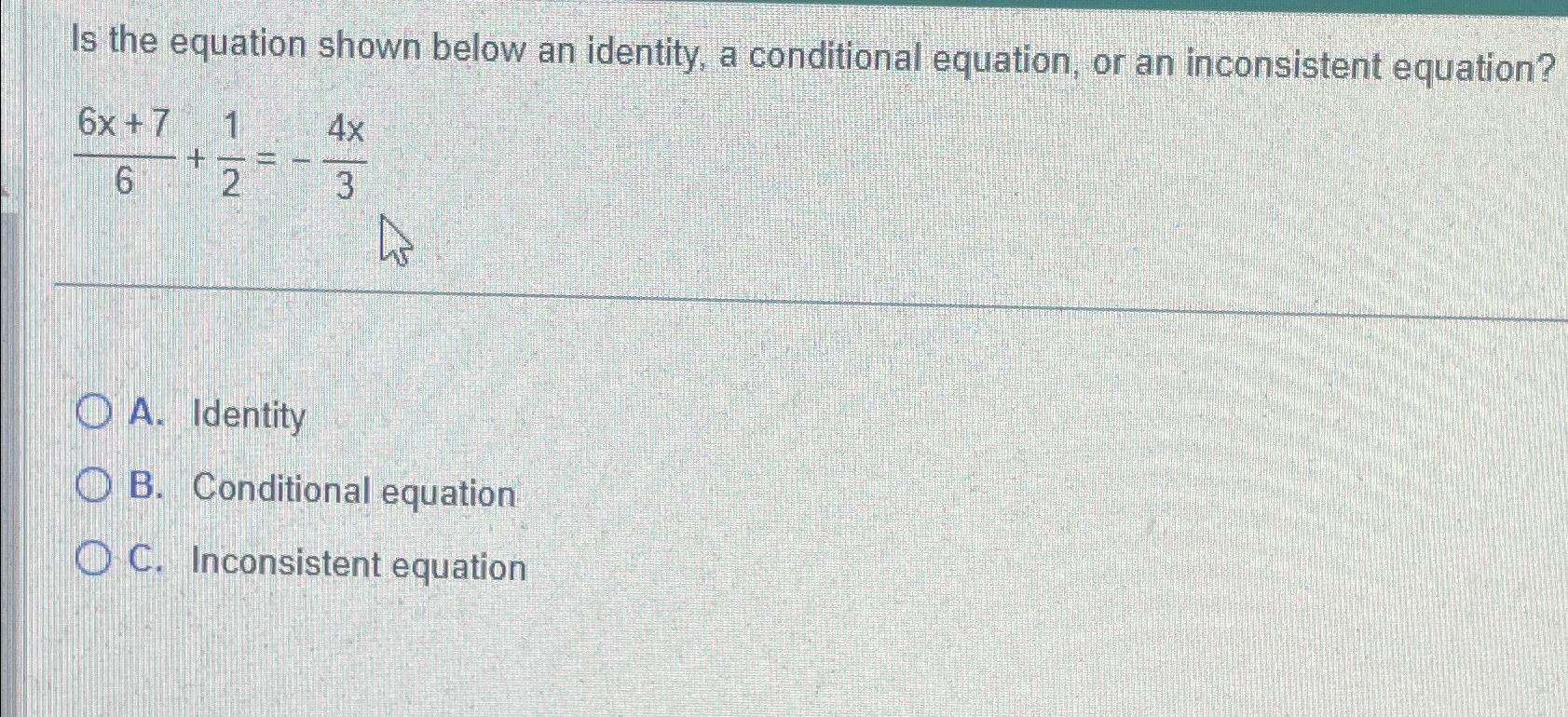 Solved Is the equation shown below an identity, a | Chegg.com