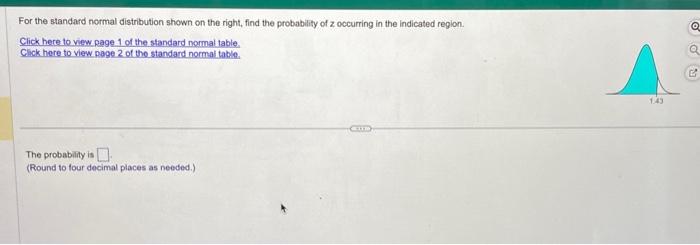 Solved For the standard normal distribution shown on the | Chegg.com