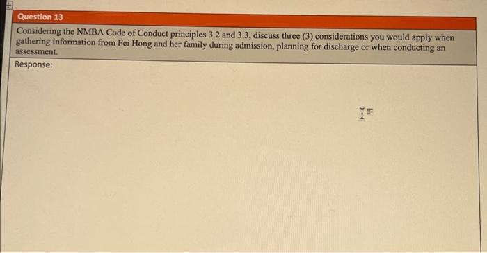 Solved Question 13 Considering the NMBA Code of Conduct | Chegg.com