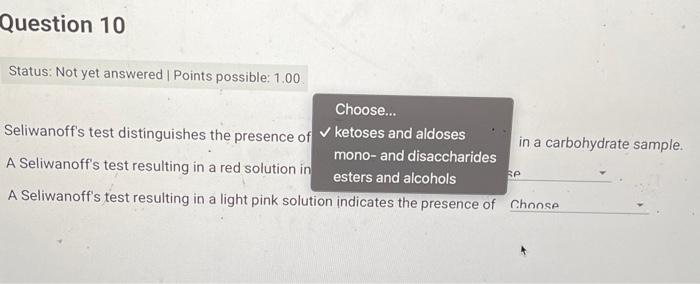 Solved Seliwanoff's test distinguishes the presence of A | Chegg.com
