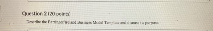 Question 2 (20 points) Describe the Barringer/Ireland | Chegg.com