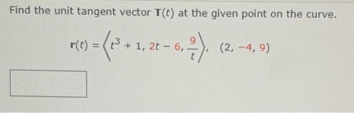 Solved Find the unit tangent vector T(t) at the given point | Chegg.com