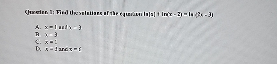 Solved Question 1: Find the solutions of the equation | Chegg.com