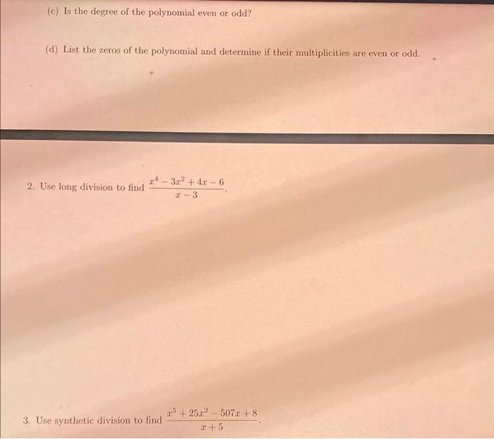 Solved (a) What is the minimum degree of the polynomial? (b) | Chegg.com