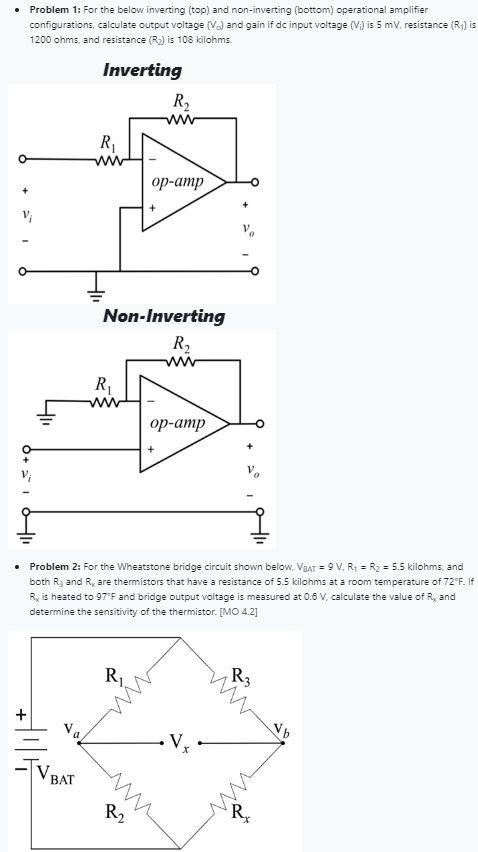 Solved Problem 1: For the below inverting (top) ﻿and | Chegg.com