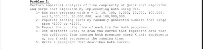 Problem 2: Perform empirical analysis of time | Chegg.com
