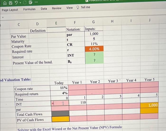 Solved Page Layout Formulas Data Review View Q Tell me | Chegg.com