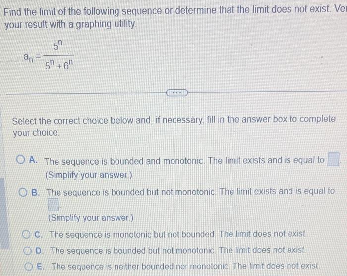 Solved Find the limit of the following sequence or determine | Chegg.com