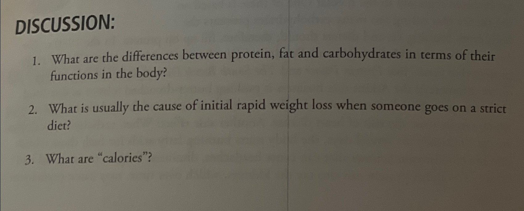 Solved DISCUSSION:What are the differences between protein, | Chegg.com