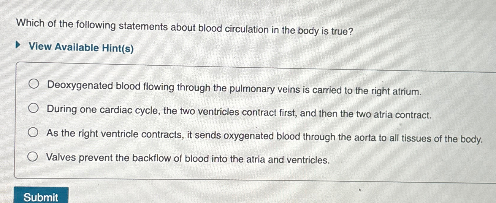 Solved Which of the following statements about blood | Chegg.com