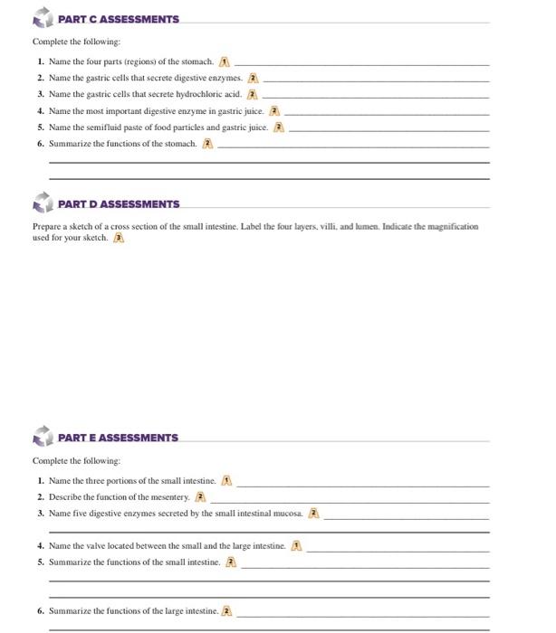 Solved PART C ASSESSMENTS Complete the following: 1. Name | Chegg.com