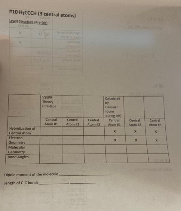 Solved #10 H3CCCH (3 central atoms) Lewis Structure | Chegg.com