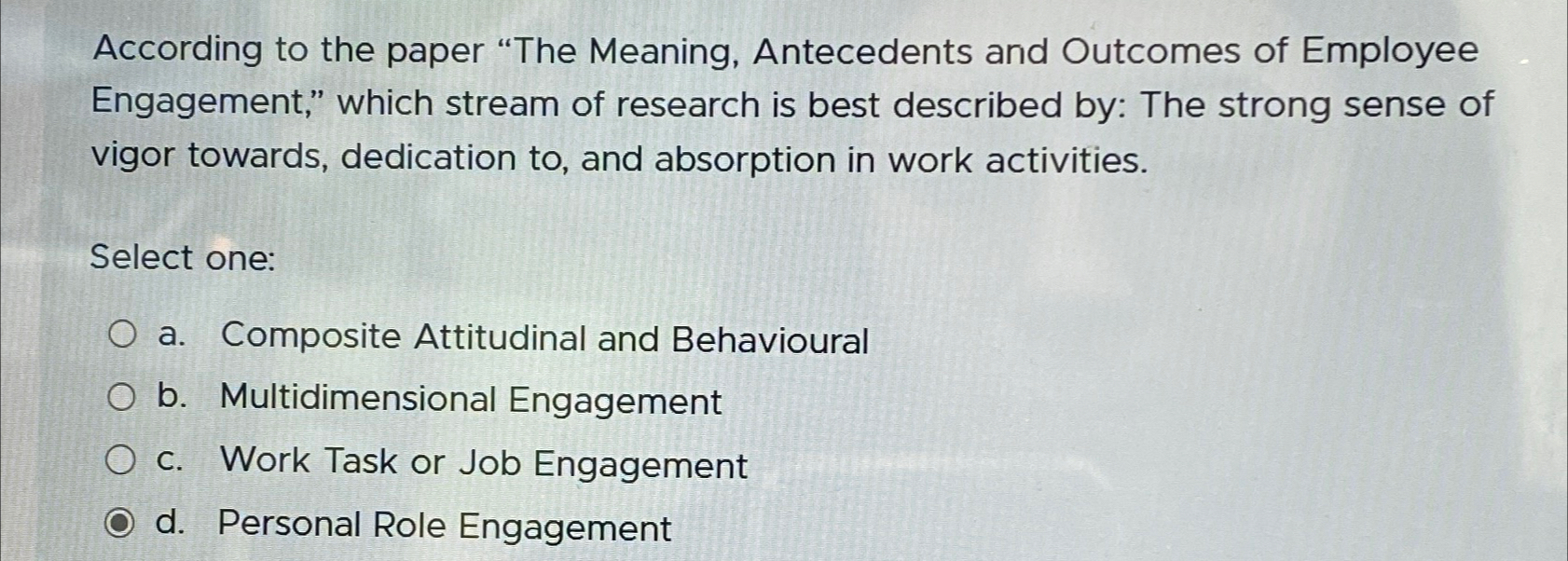 Solved According to the paper "The Meaning, Antecedents and | Chegg.com