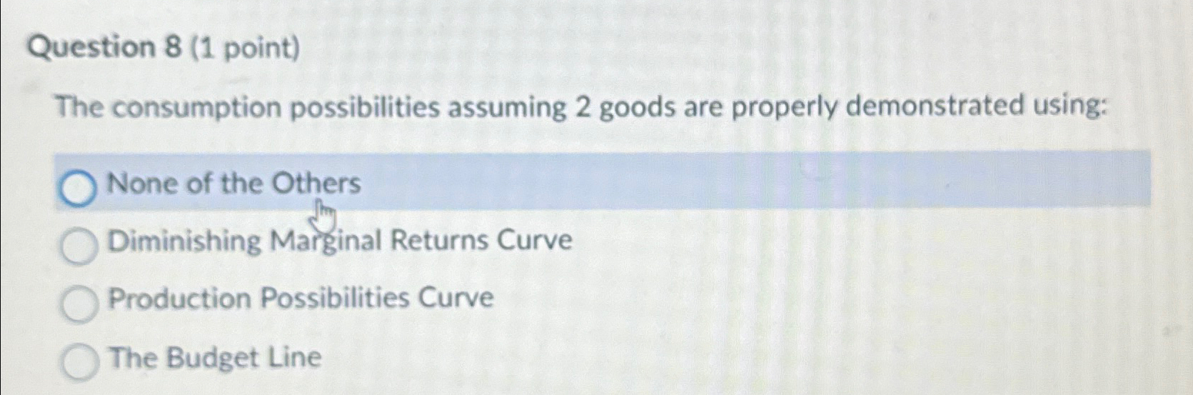 Solved Question 8 (1 ﻿point)The consumption possibilities | Chegg.com