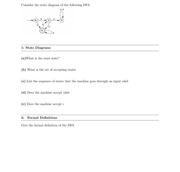 Solved Consider the state diagram of the following DFA ab 20 | Chegg.com