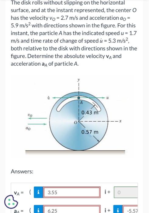Solved The disk rolls without slipping on the horizontal | Chegg.com