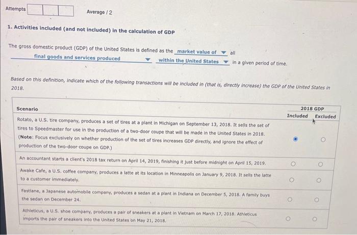 Solved 1. Activities included (and not included) in the | Chegg.com