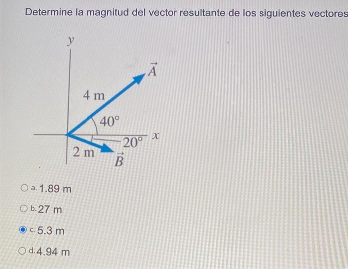 Solved Determine la magnitud del vector resultante de los | Chegg.com