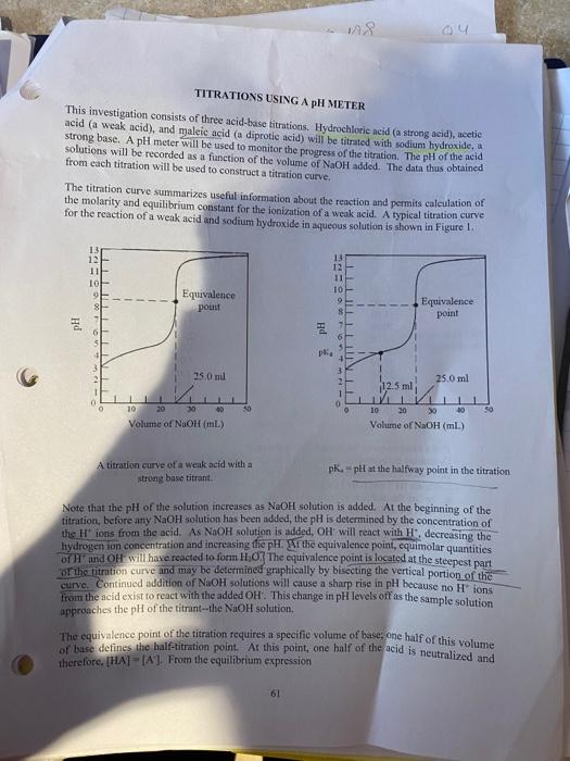 Solved TITRATIONS USING A pH METER This investigation | Chegg.com