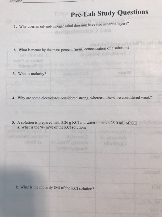 Solved Instructor Pre-Lab Study Questions 1. Why does an | Chegg.com