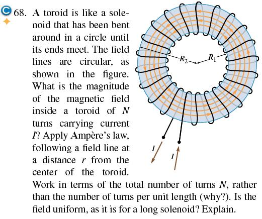A toroid is like a solenoid that has been bent around | Chegg.com